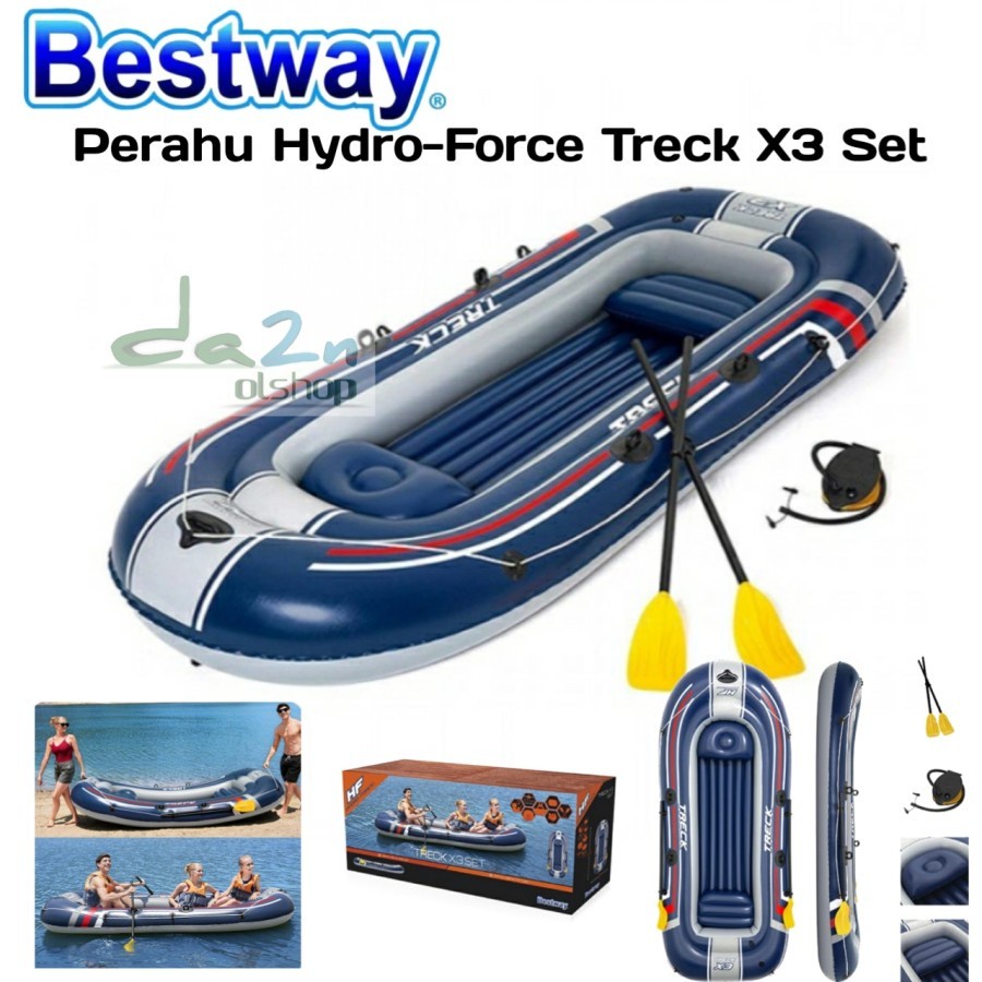 Jual Perahu Karet Bestway 61110 Hydro- Force Treck X3 Set Boat | Shopee ...