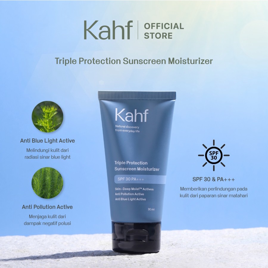 Jual KAHF TRIPLE PROTECTION SUNSCREEN MOISTURIZER SPF 30 PA +++ 30ML | Shopee Indonesia