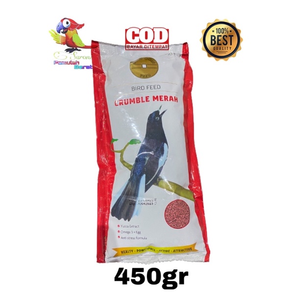 Jual PAKAN BURUNG GOLD COIN KACER CRUMBLE MERAH 450 GRAM VOER KACER PUR ...