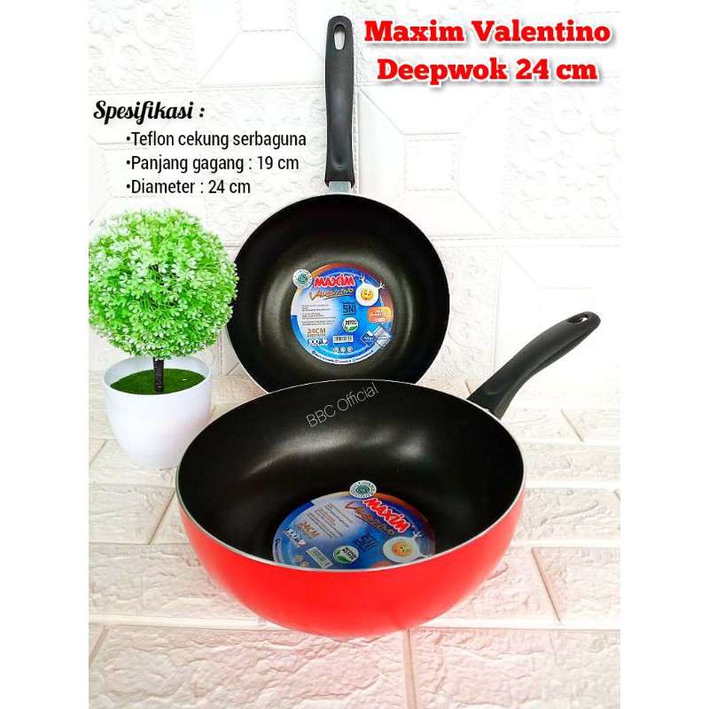 Jual TEFLON MAXIM DEEPWOK PAN VALENTINO 24 CM | Shopee Indonesia