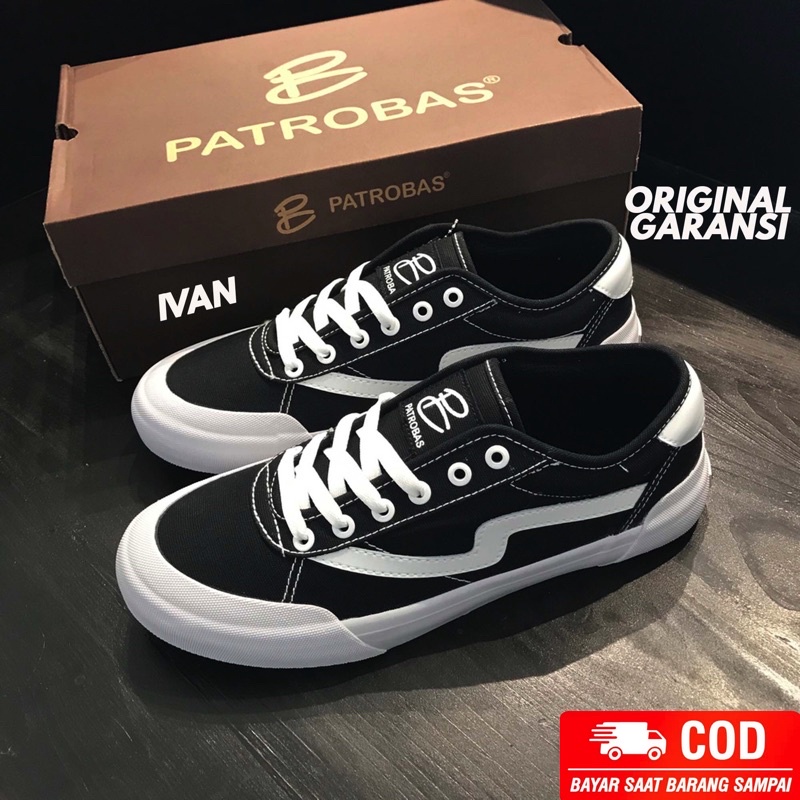 Jual PATROBAS IVAN LOW BLACK WHITE | Shopee Indonesia