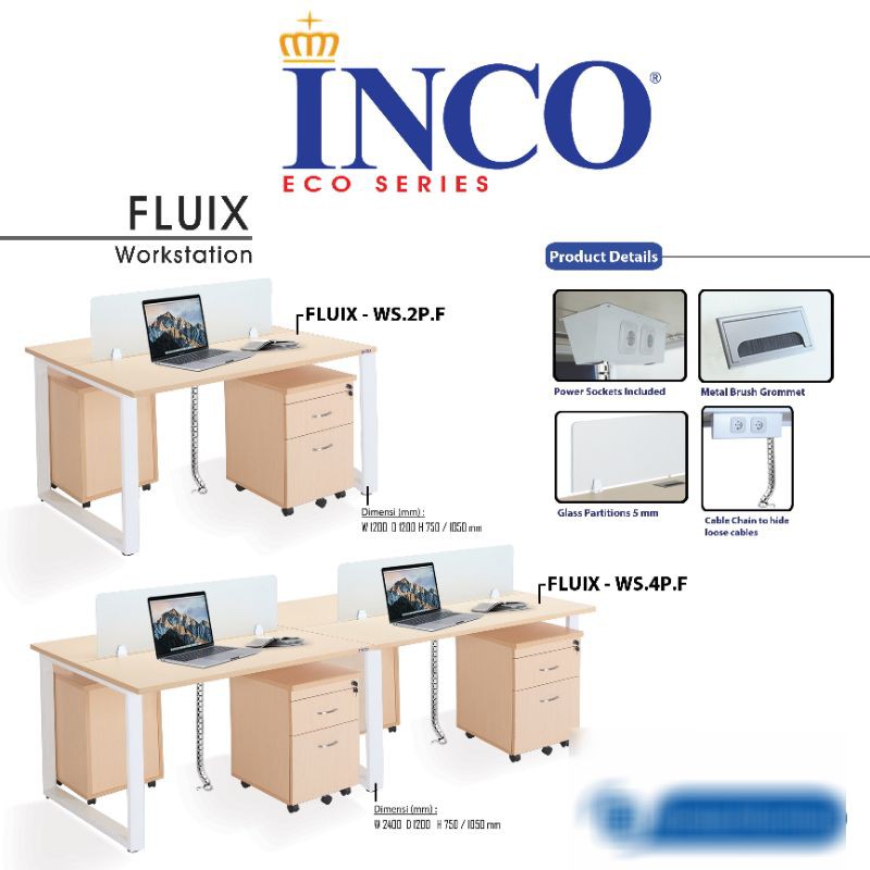 Jual INCO Indachi - FLUIX 2P / 4P : Workstation / Meja Kerja Kantor ...