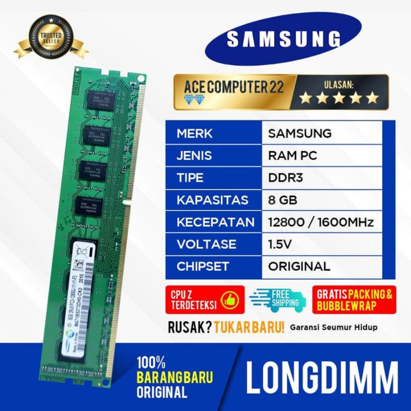 Jual SAMSUNG LONGDIMM DDR3 8GB PC 12800 | Shopee Indonesia