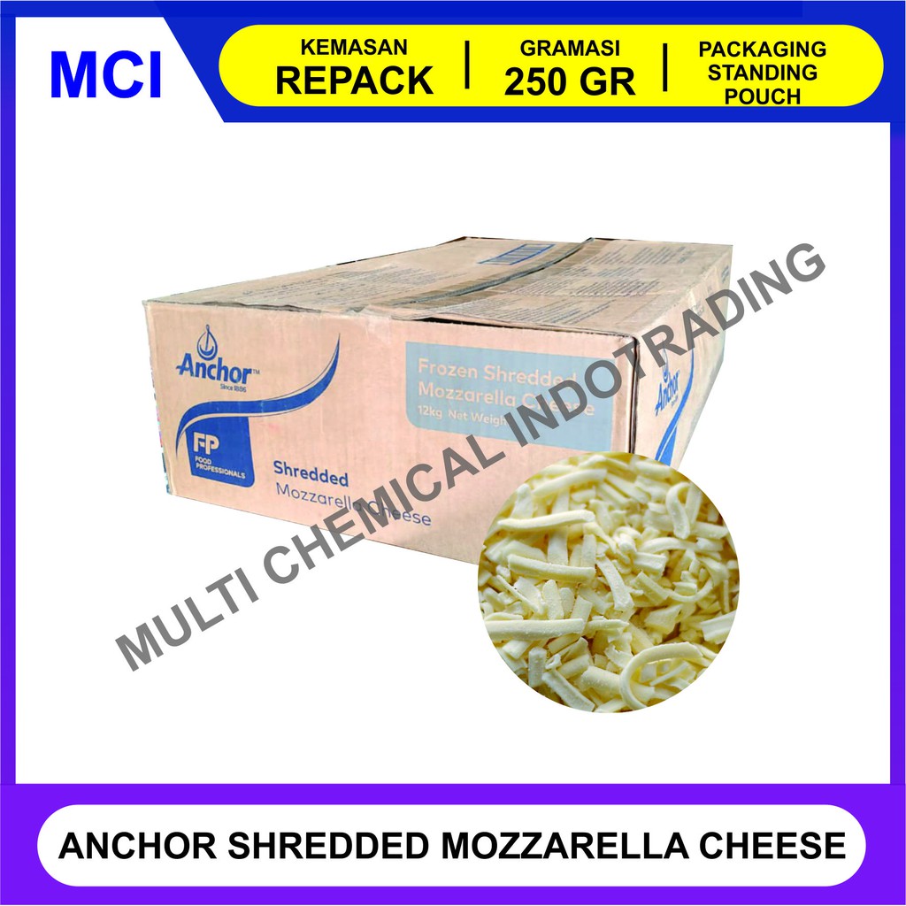 Jual ANCHOR SHREDDED MOZZARELLA CHEESE REPACK 250 GR / KEJU MOZARELLA ...