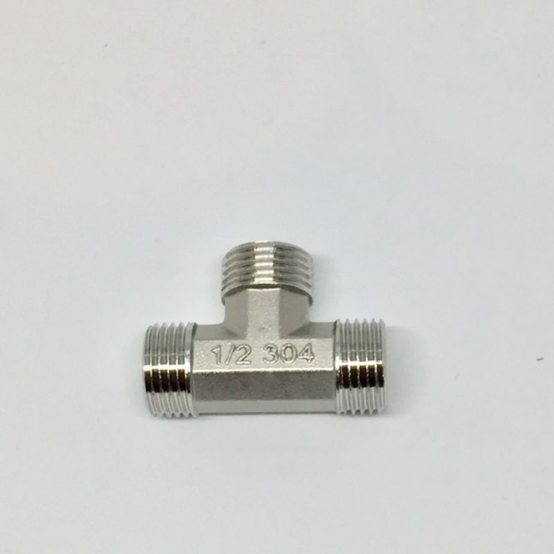 Jual Tee drat luar stainless 304 / nepel T stainless sambungan pipa 1/2 inch | Shopee Indonesia
