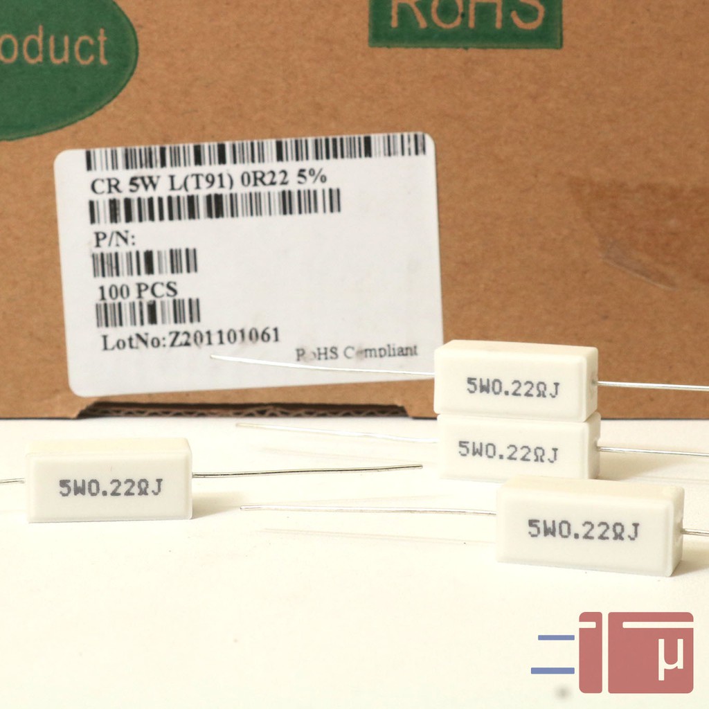 Jual Resistor Kapur 0.22R 0.22 Ohm 5W Taiwan Kaki Tembaga | Shopee Indonesia