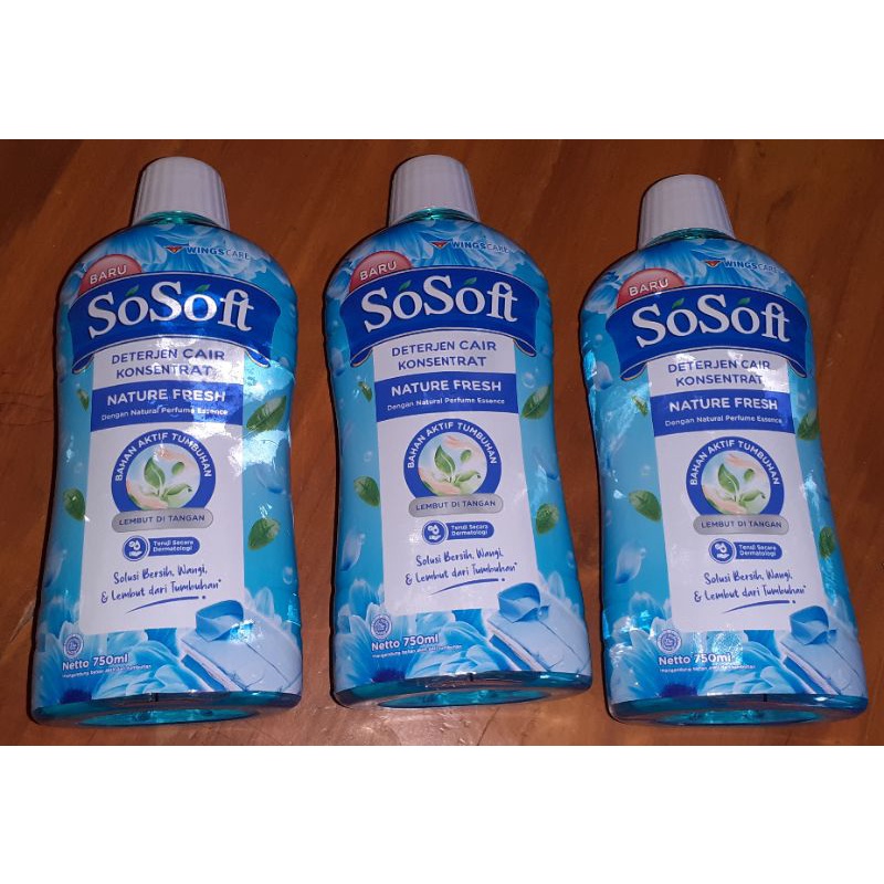 Jual So Soft Deterjen Cair Nature Fresh 750mL | Shopee Indonesia