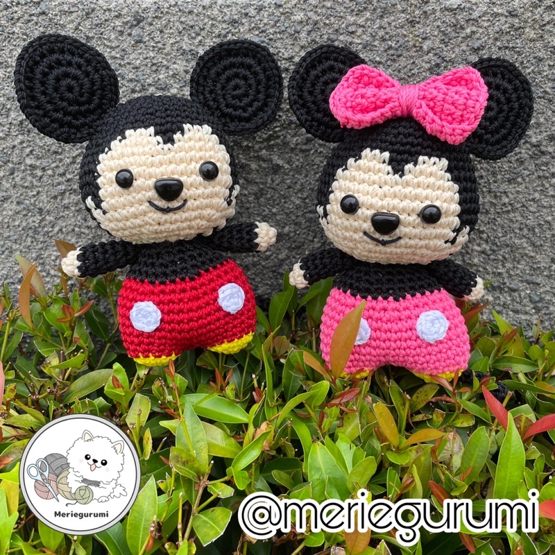 Jual Boneka Rajut Amigurumi Mickey Mouse dan Minnie Mouse | Shopee ...