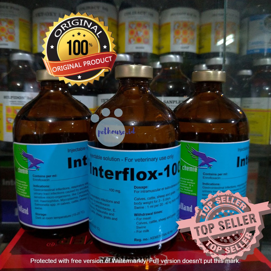 Jual INTERFLOX 100ml antibiotik enrofloxacin hewan untuk infeksi ...