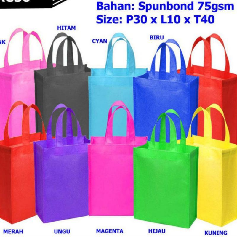 Jual TAS SPOONBOND 30X40 JAHIT (75gram) / TAS GO GREEN {1 Pack isi ...