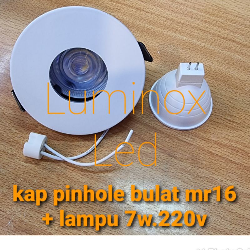 Jual kap pinhole bulat mr16 + lampu 7watt 7w downlight spotlight mr16 ...