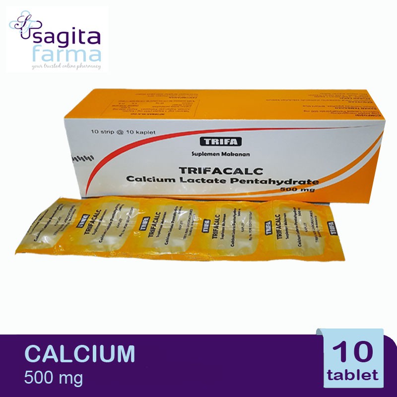 Jual TRIFACALC (Calcium 500mg) PER STRIP ISI 10 TABLET | Shopee Indonesia