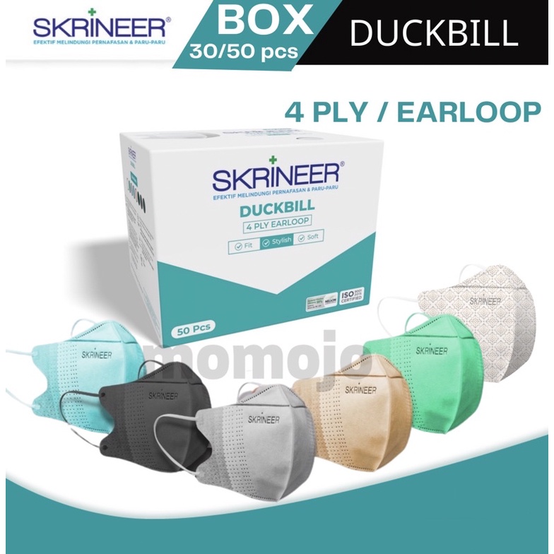 Jual SKRINEER Masker Duckbill Earloop 4ply Box | Shopee Indonesia