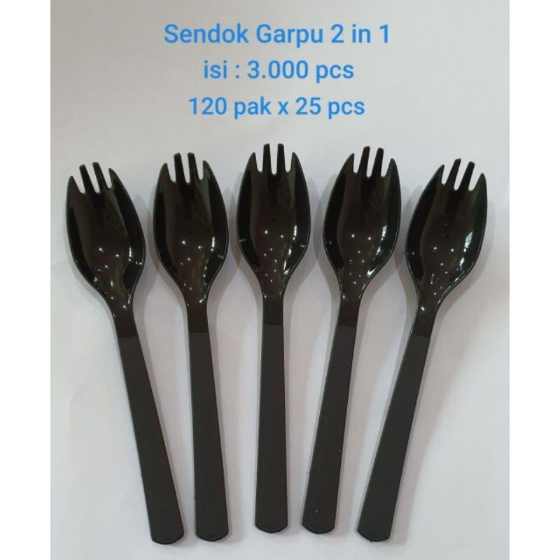 Jual Sendok Garpu 2 in 1/ Sendok Garpu Plastik 2 in 1 (1pack isi 25pcs ...
