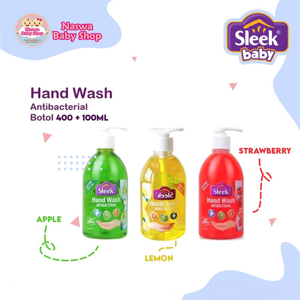 Jual Sleek Hand Wash Antibacterial 400ml+100ml Botol Pump Pencuci ...