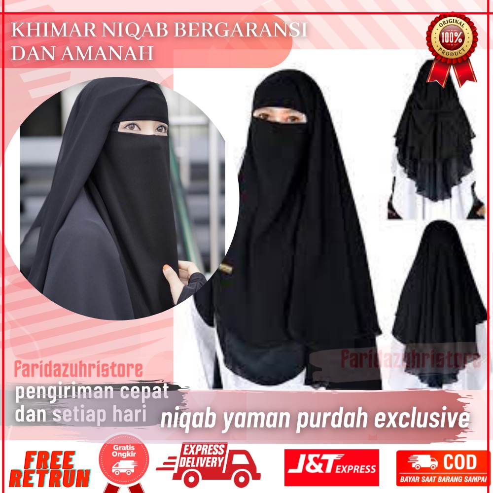 Jual Cadar Niqab Yaman Bandana Bisban Nose String 2 Layer Sifon Chiffon Silk Jetblack Arab Jumbo ...