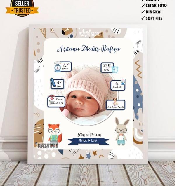 Jual ♪ BINGKAI BIODATA BAYI MINIMALIS/KADO KELAHIRAN AESTHETIC/BINGKAI ...