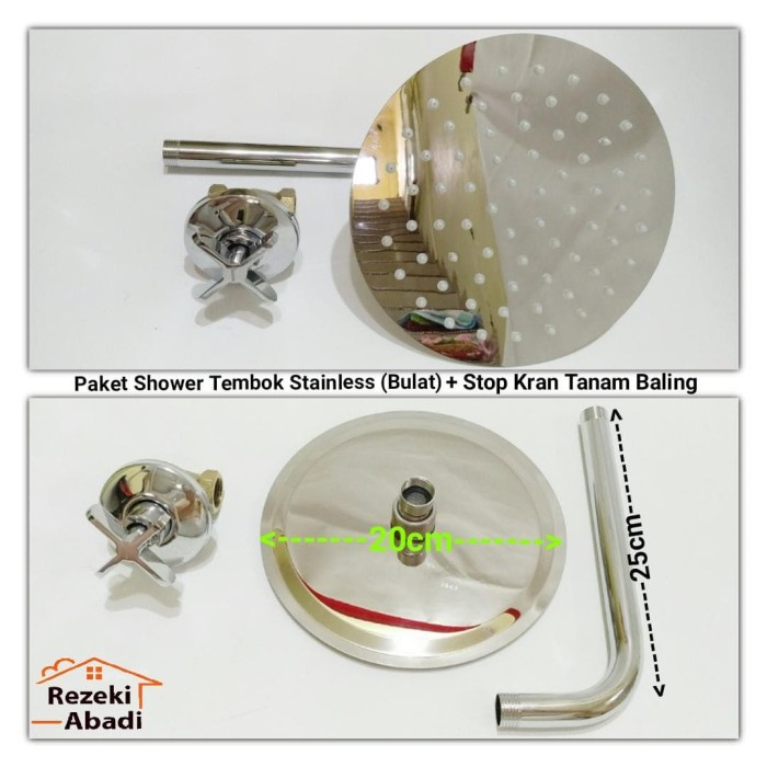 Jual Paket Bundling Shower Tembok Bulat Stainless + Stop Kran Tanam ...