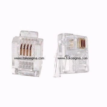 Jual PLUG RJ-11 6P4C 4 Pin kepala Jek konektor RJ11 Telefon telp isi ...