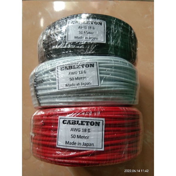 Jual Kabel awg 18 besar serabut tembaga putih 1rol panjang 50meter 18 awg made in japan | Shopee ...
