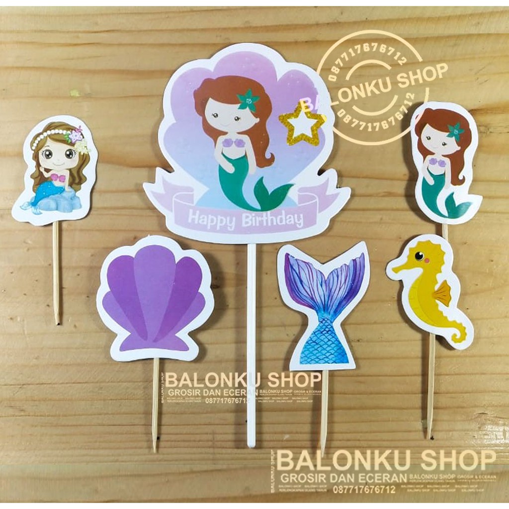Jual Cake Topper Happy Birthday / Cake Topper Mermaid / Hiasan Kue ...