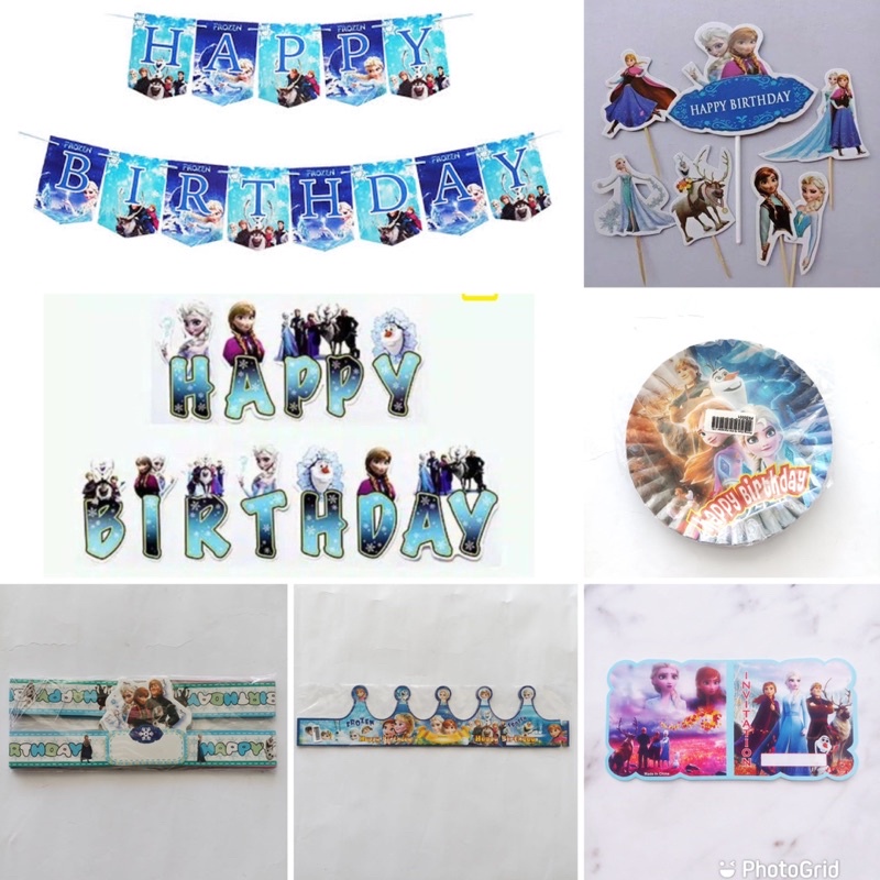 Jual Bunting flag frozen - topper frozen - piring frozen - mahkota ...