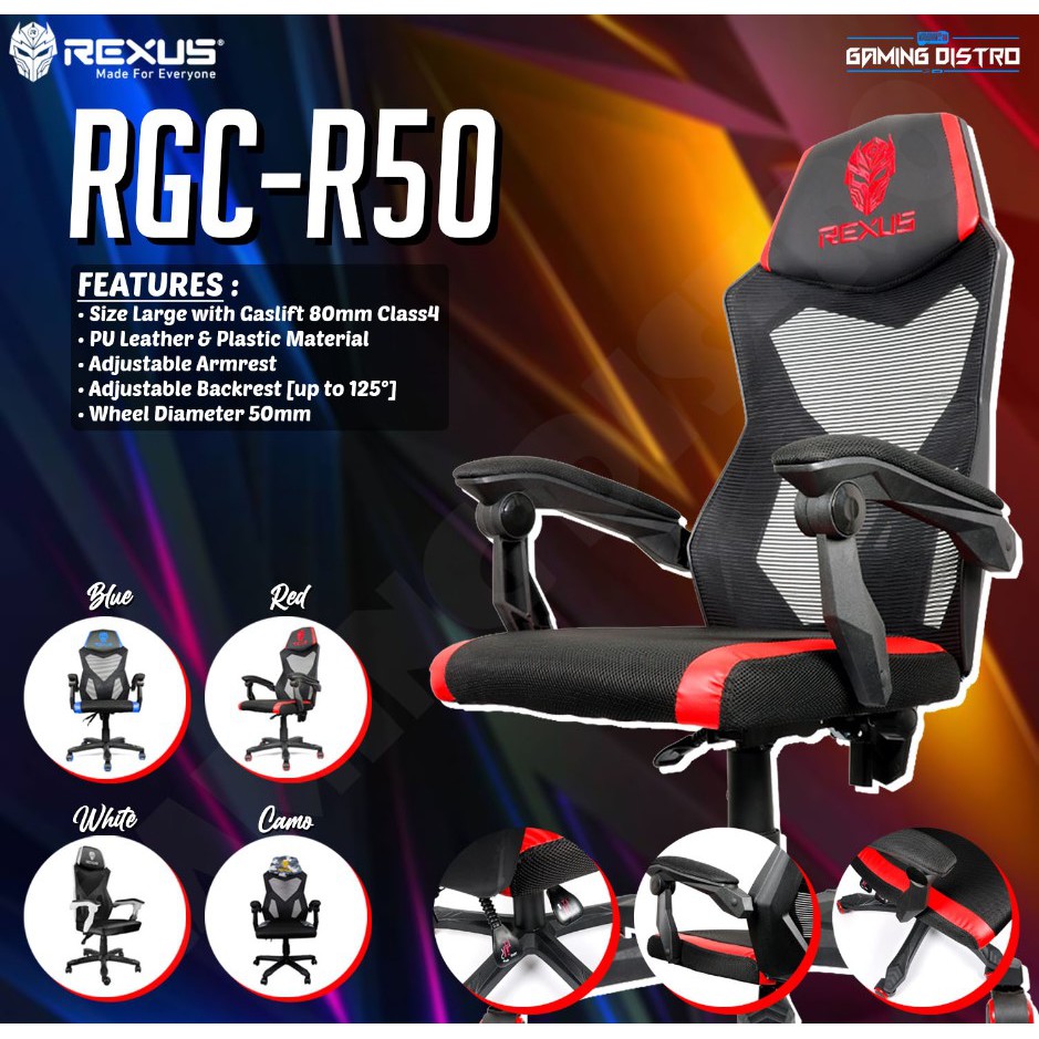 Jual Rexus Gaming Chair - Kursi Gaming Rexus RGC R50 Sporty | Shopee ...