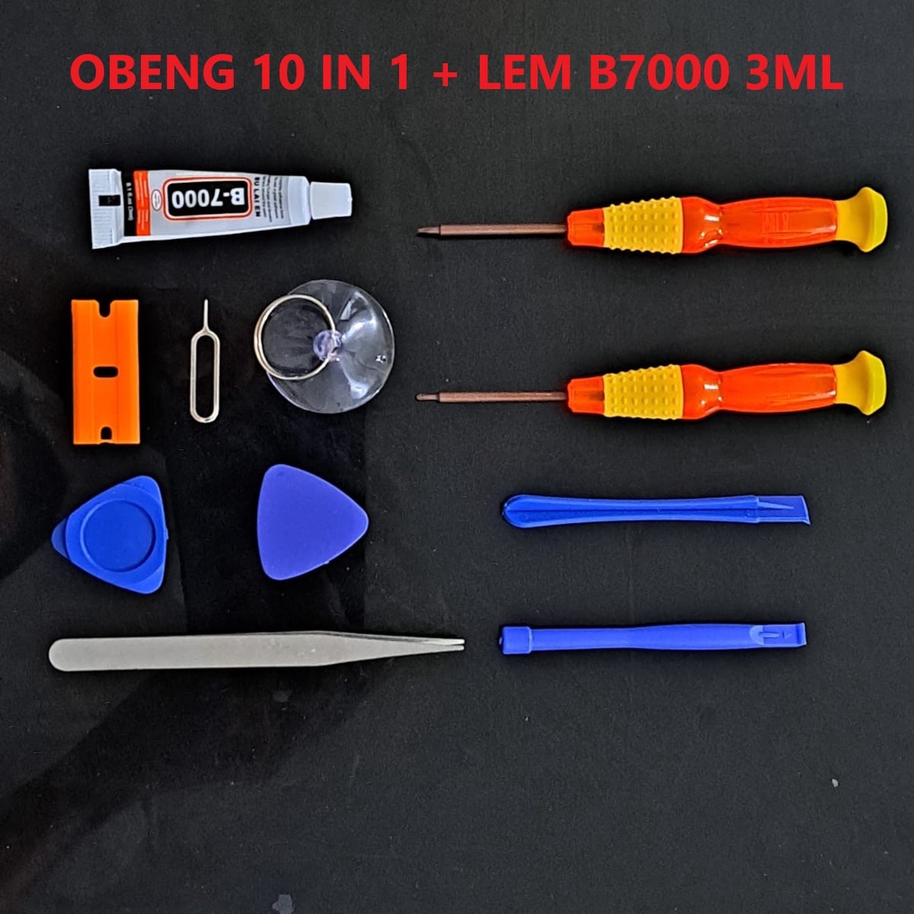 Jual OBENG SET 10 IN 1 + LEM B7000 3M / OPENING TOOL UNTUK HP ANDROID ~ MGS INDO | Shopee Indonesia