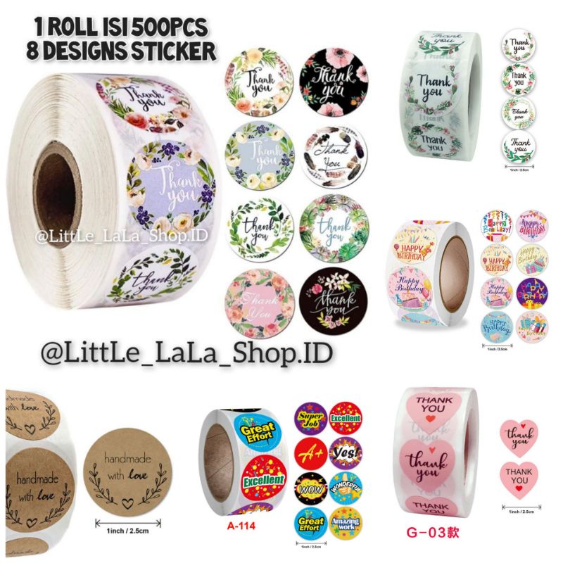 Jual Sticker Thank You 500pcs per roll bulat /sticker thankyou love ...