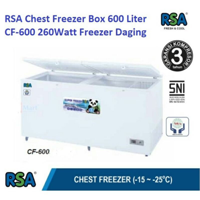 Jual RSA Chest Freezer 600 Liter Freezer Box CF 600 CF-600 h | Shopee ...