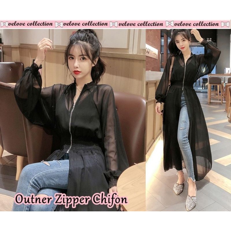 Jual Outner Zipper Chifon Import | Shopee Indonesia