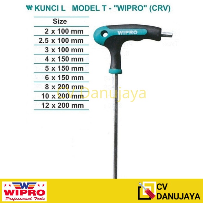 Jual Kunci L Model T handle Gagang Karet Rubber CRV WIPRO - 2 3 4 5 6 8 10 12 mm | Shopee Indonesia