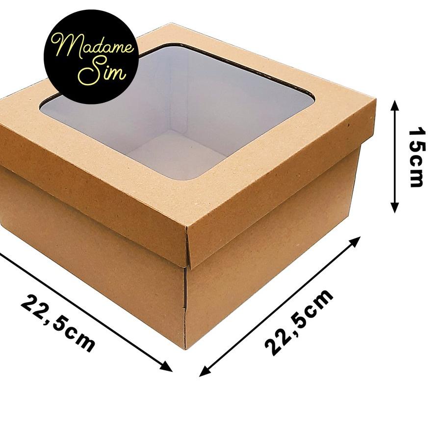 Jual KOTAK KUE - CAKE BOX 22 x 22 x 15 CM - COKLAT + JENDELA (ISI 10 ...