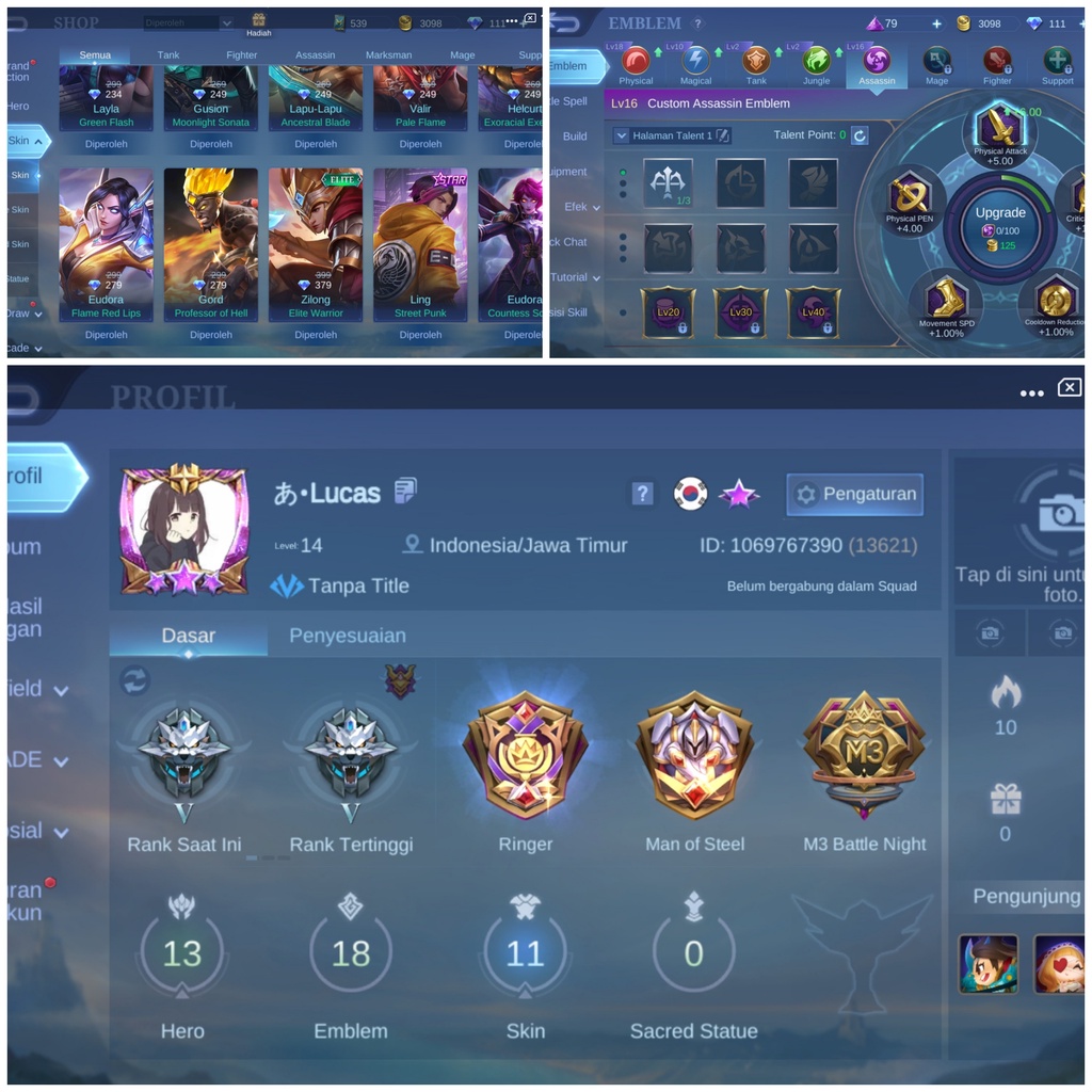Jual Akun Mobile Legend Polosan Starlight Ling | Shopee Indonesia