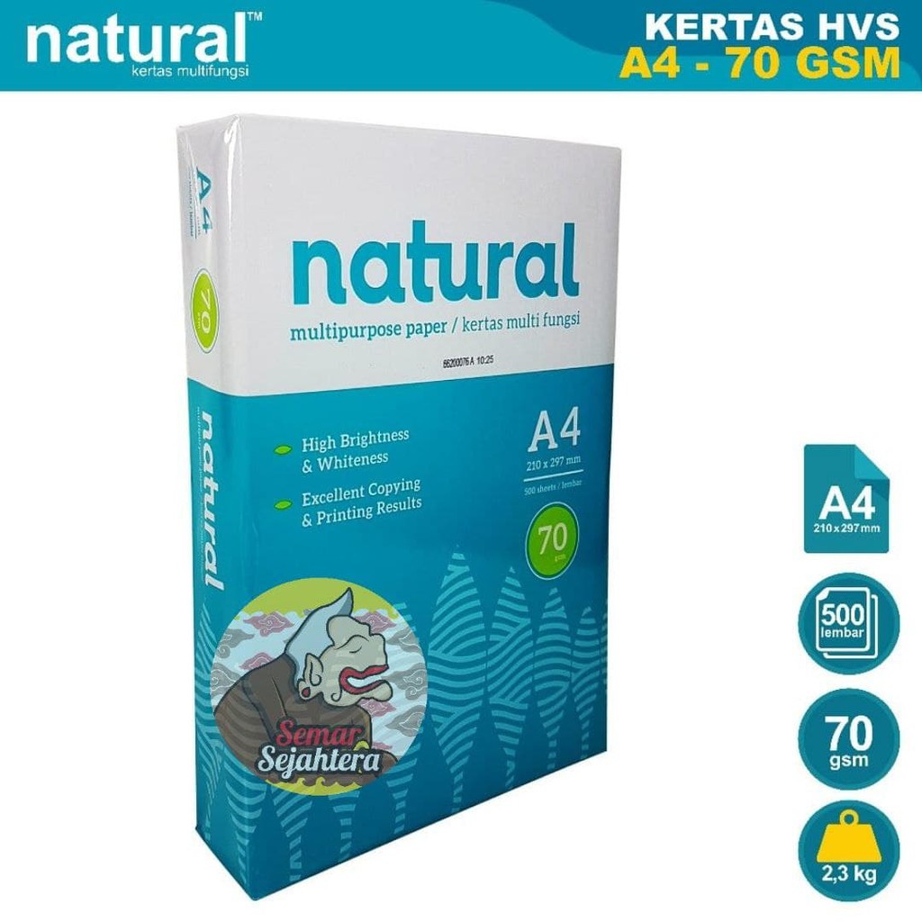 Jual [RIM] KERTAS HVS NATURAL A4 70GSM KERTAS FOTOKOPI FOTOCOPY^ | Shopee Indonesia