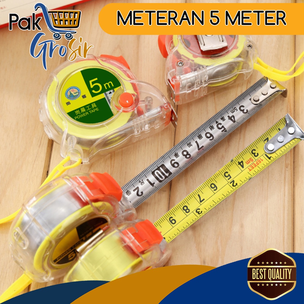 Jual Alat Ukur Meteran Roll Gulung 5M ( 5 Meter ) Transparan POWER TAPE ...