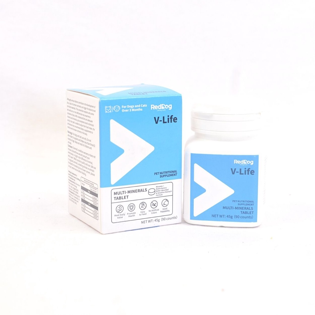 Jual REDDOG Vitamin Kucing dan Anjing VLife Multi Minerals Tablets 45g ...