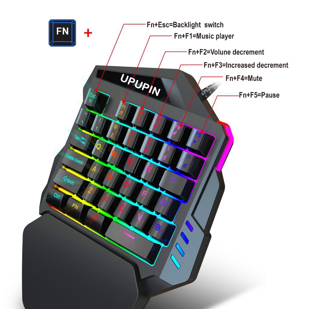 Jual UPUPIN Paket keyboard gaming dan Mouse/Single Hand Gaming RGB ...