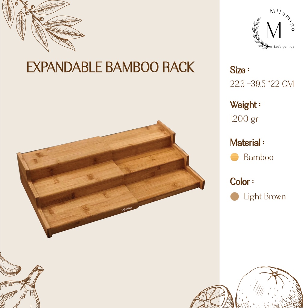 Jual Rak Bambu 3 tingkat Expandable/ Rak Bumbu Dapur/ Rak Tangga Bumbu ...