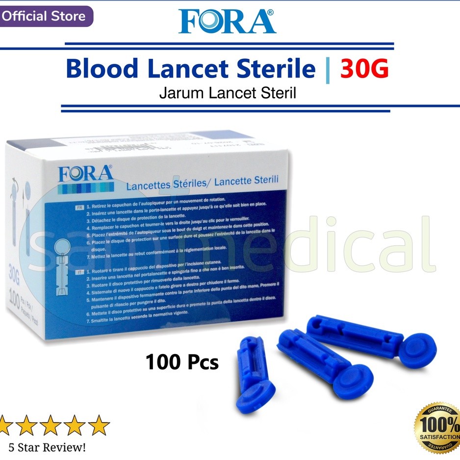 Jual Fora Blood Lancet Sterile - Jarum Lancet Steril 30G Isi 100pcs ...