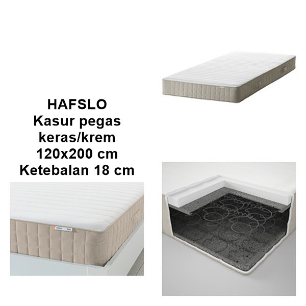 Jual HAFSLO Kasur pegas, keras/krem, 120x200 cm, ketebalan 18 cm ...