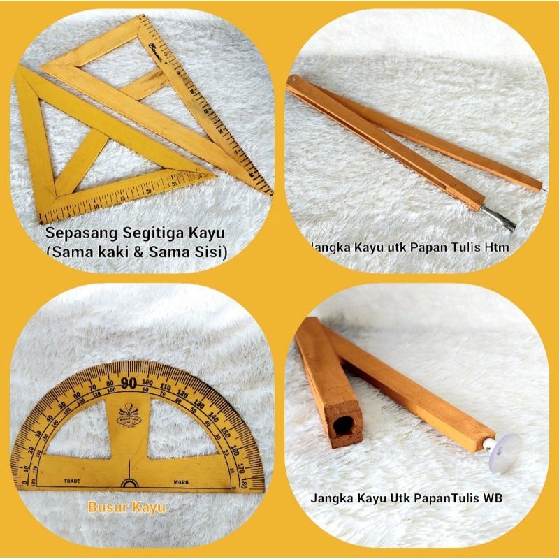 Jual Penggaris Kayu 1meter/Segitiga/Busur/Jangka Papan White Board ...