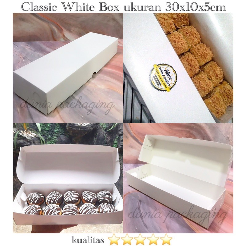 Jual Classic White Box Kotak Kue Putih Ivory ukuran 30x10x5 box ...