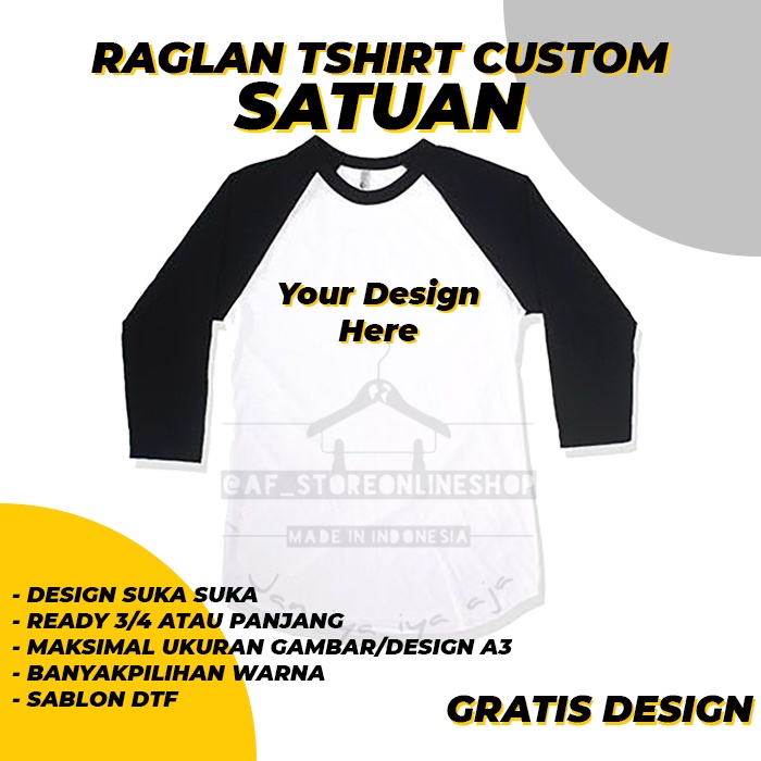 Jual KAOS RAGLAN CUSTOM DESIGN LOGO GAMBAR FOTO TULISAN UNISEX PANJANG ...