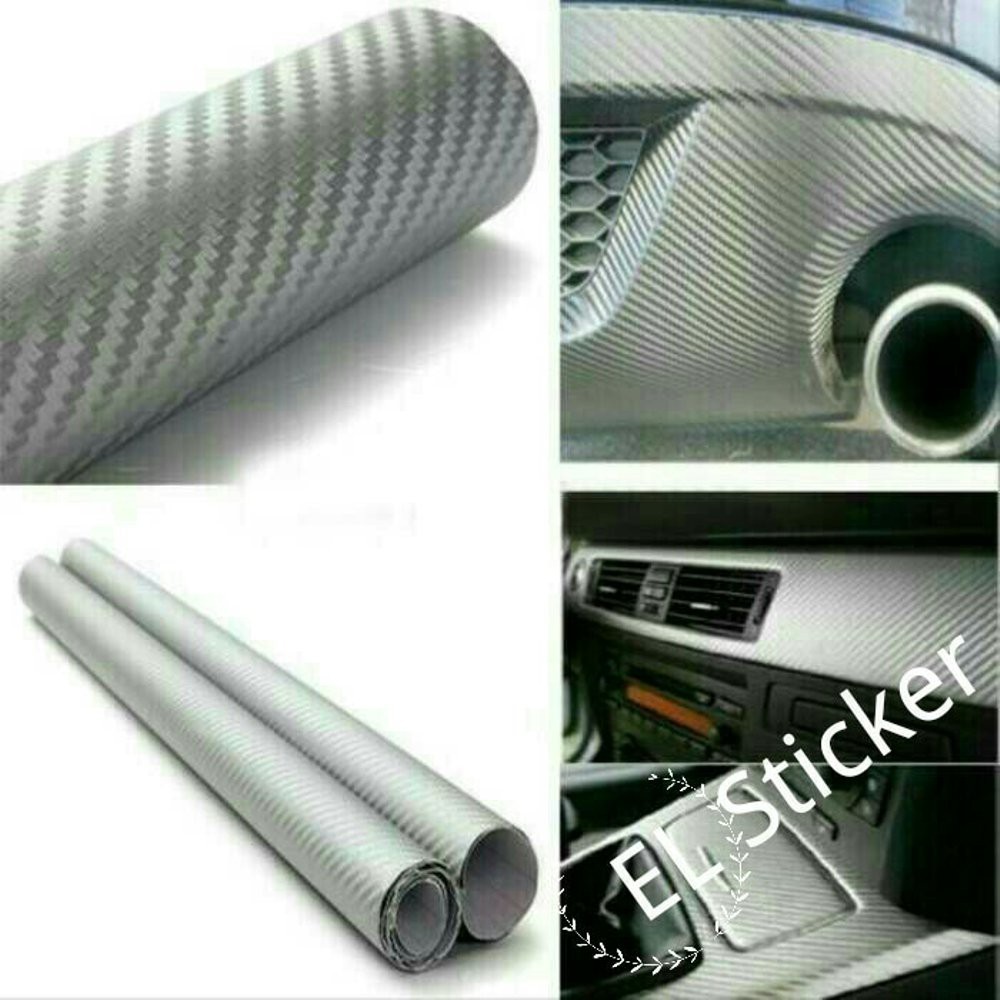 Jual sticker carbon 3 D silver atau Abuabu Best Quality | Shopee Indonesia