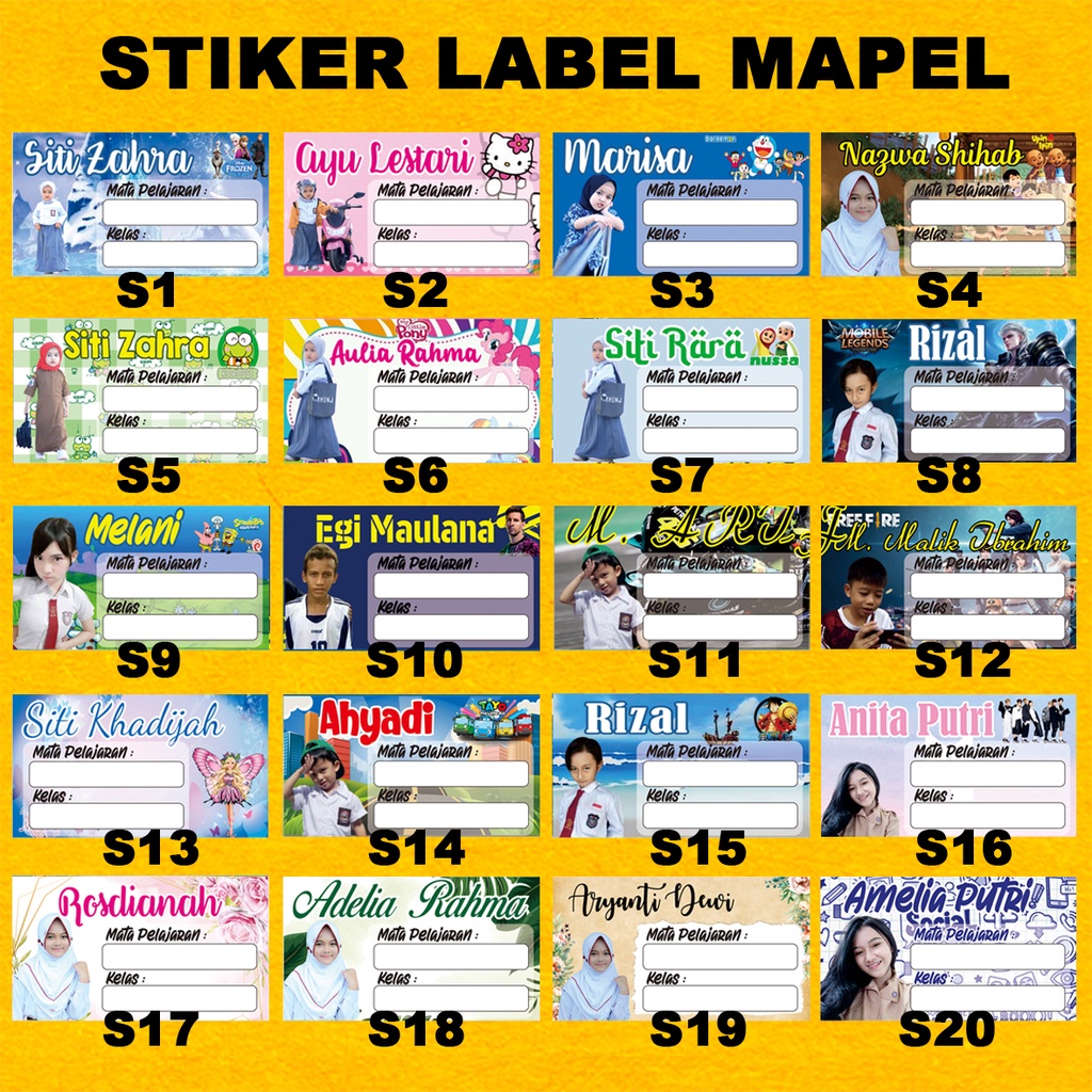 Jual STIKER LABEL MATA PELAJARAN MAPEL CUSTOM NAMA DAN FOTO / PAKET ISI ...