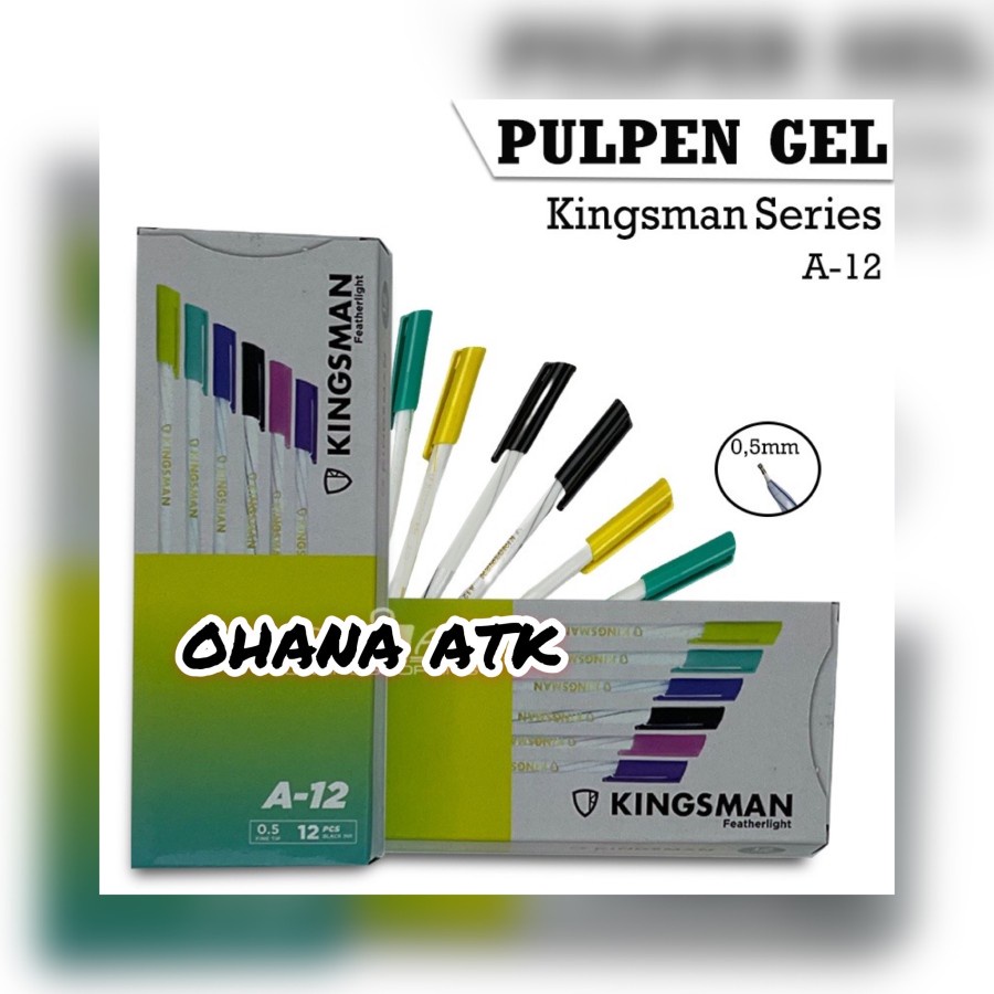 Jual 12pcs Pulpen Gel Kingsman A-12 Smooth 0,5mm | Shopee Indonesia