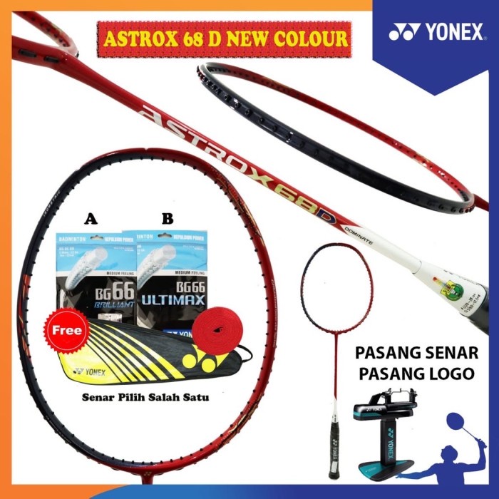 Jual PROMO Free set Raket Badminton YONEX NEW COLOUR ASTROX 68D Set ...
