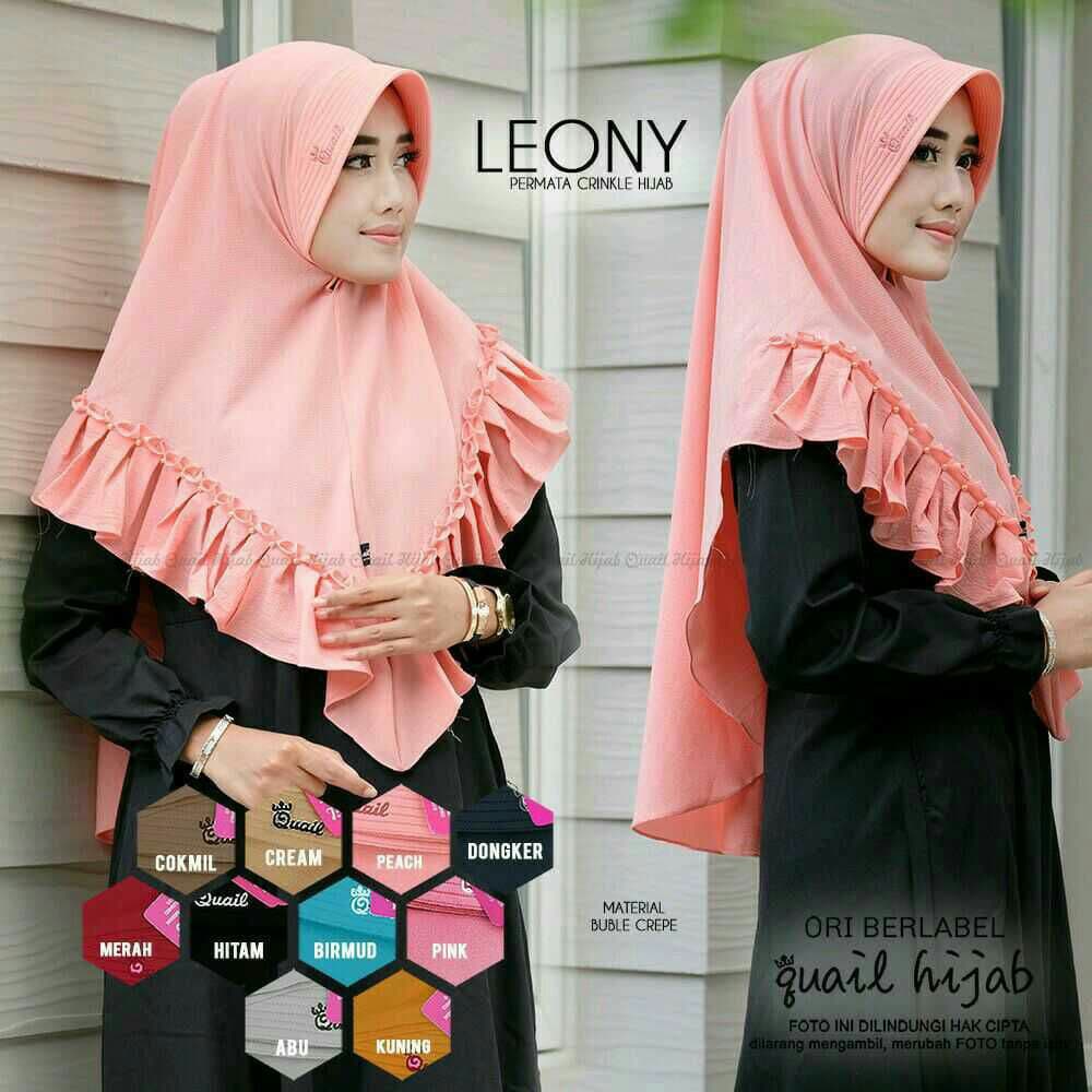 Jual Quail Hijab Original Leony Hijab Instan Bubble Crepe Hijab Layer ...