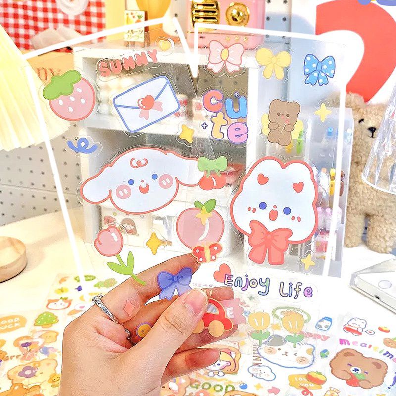 Jual KIANDAA 1 Lembar sticker bahan pvc waterproof motif bear bunny ...